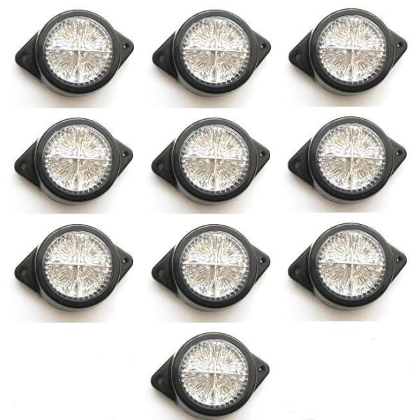 10 Pcs White 24V LED Front Side Round Marker Lights Truck Trailer Lorry ...